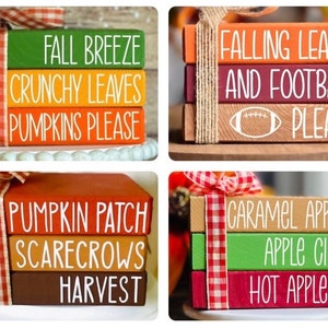 Fall Decor Wooden Fall Tiered Tray Decor Farmhouse Decorative Wood Book ...