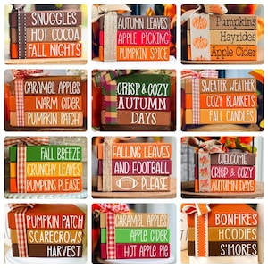 Fall Decor Wooden Fall Tiered Tray Decor Farmhouse Decorative Wood Book ...