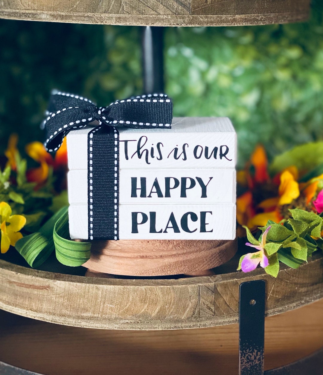 Our Happy Place Book Stack Mini Wood Book Stack Mini Book Stack Wooden ...