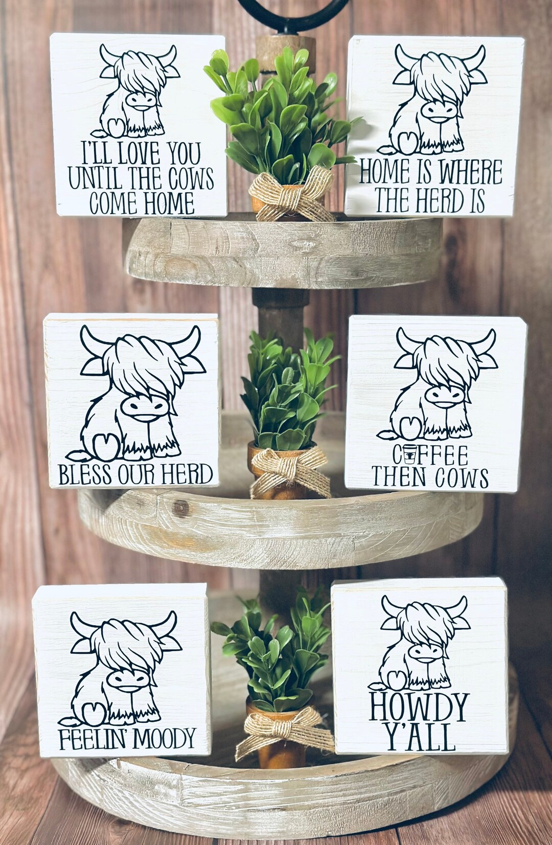 Highland Cow Tiered Tray Decor Highland Cow Bathroom Decor Cow Print ...