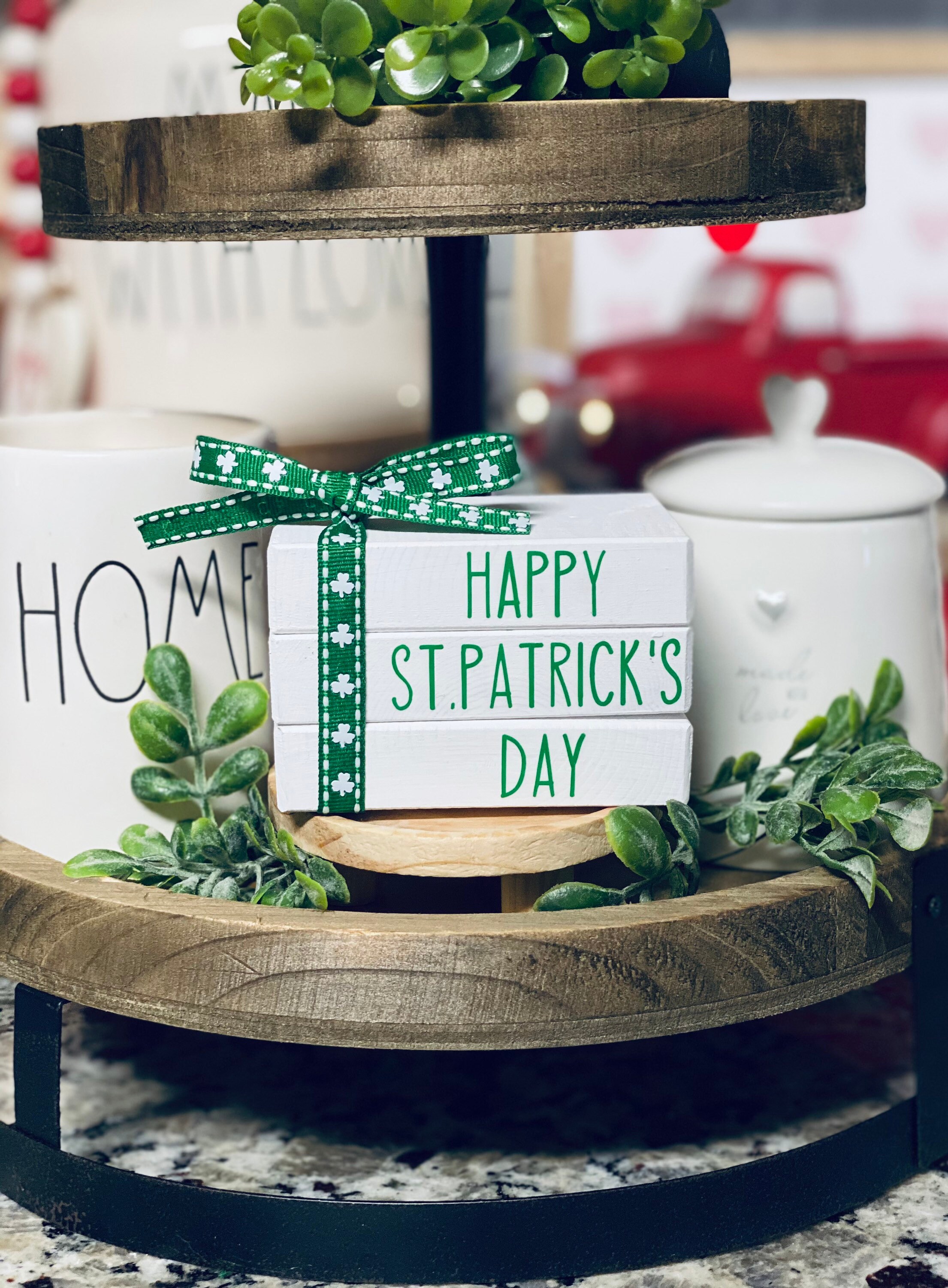 St Patty's Day book stack tier tray decor Decorative Trays Home Décor etna.com.pe
