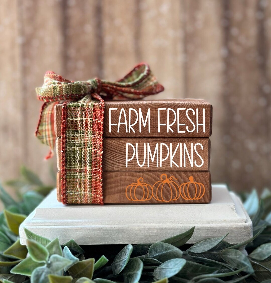Fall Wooden Book Stack Fall Tiered Tray Decor Fall Mini Book Stack ...