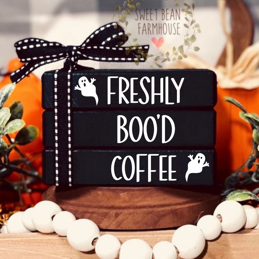 Freshly Boo'd Coffee Bar Halloween Decor Indoor Tier Tray Decor Set ...