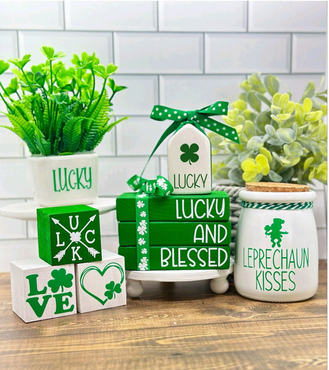 St Patricks Day Tiered Tray Decor Mini Book Stack St Patricks Blocks St ...