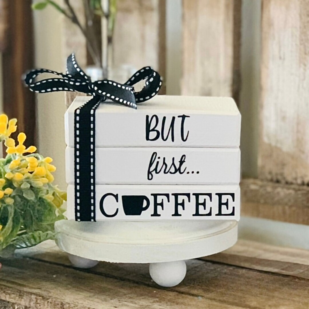 But First Coffee Mini Wood Book Stack Block Sign Coffee Bar Decor ...