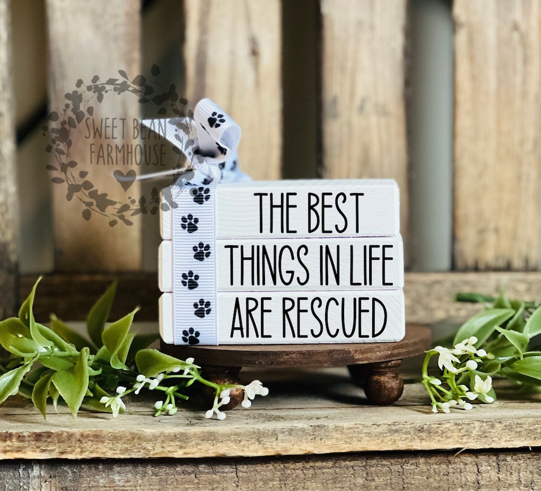 Dog Decor Dog Home Decor Dog Themed Farmhouse Book Stacks Tiered Tray ...