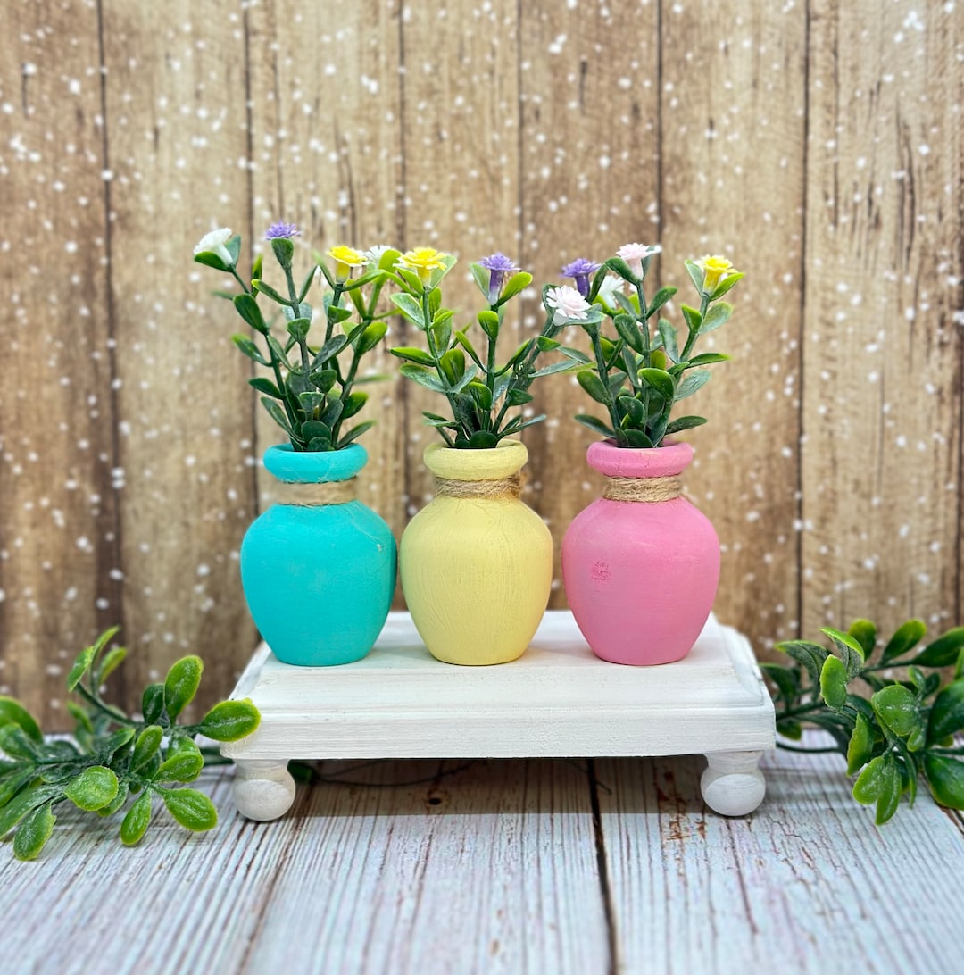 Spring Tiered Tray Decor Mini Florals Tiered Tray Greenery Mini Easter ...