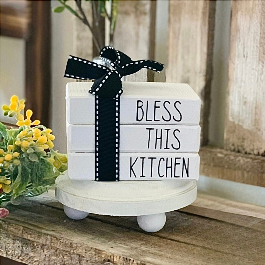 Rustic Farmhouse-style Books Set Bible Verse Blocks Sign Christian Gift ...