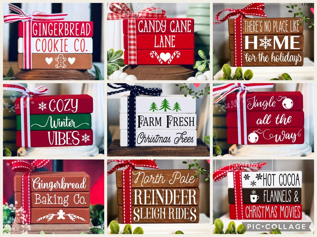 Christmas Tiered Tray Decor Christmas Decor Christmas Book Stack ...