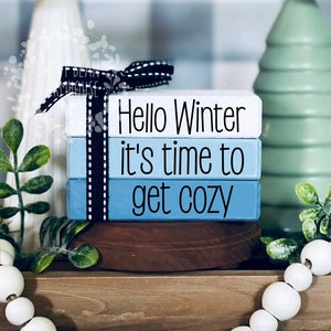 Winter Tiered Tray Decor Winter Wooden Books White Christmas Decor Snow ...