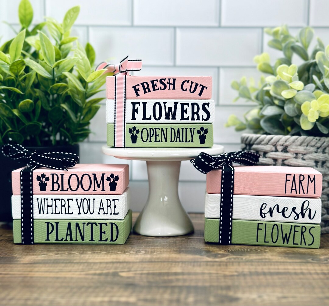 Spring Tiered Tray Decor Spring Bloom Flower Market Book Stack Spring ...