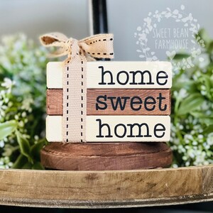 Farmhouse Wood Book Stack Home Sweet Home Book Bundle Tiered Tray Decor ...