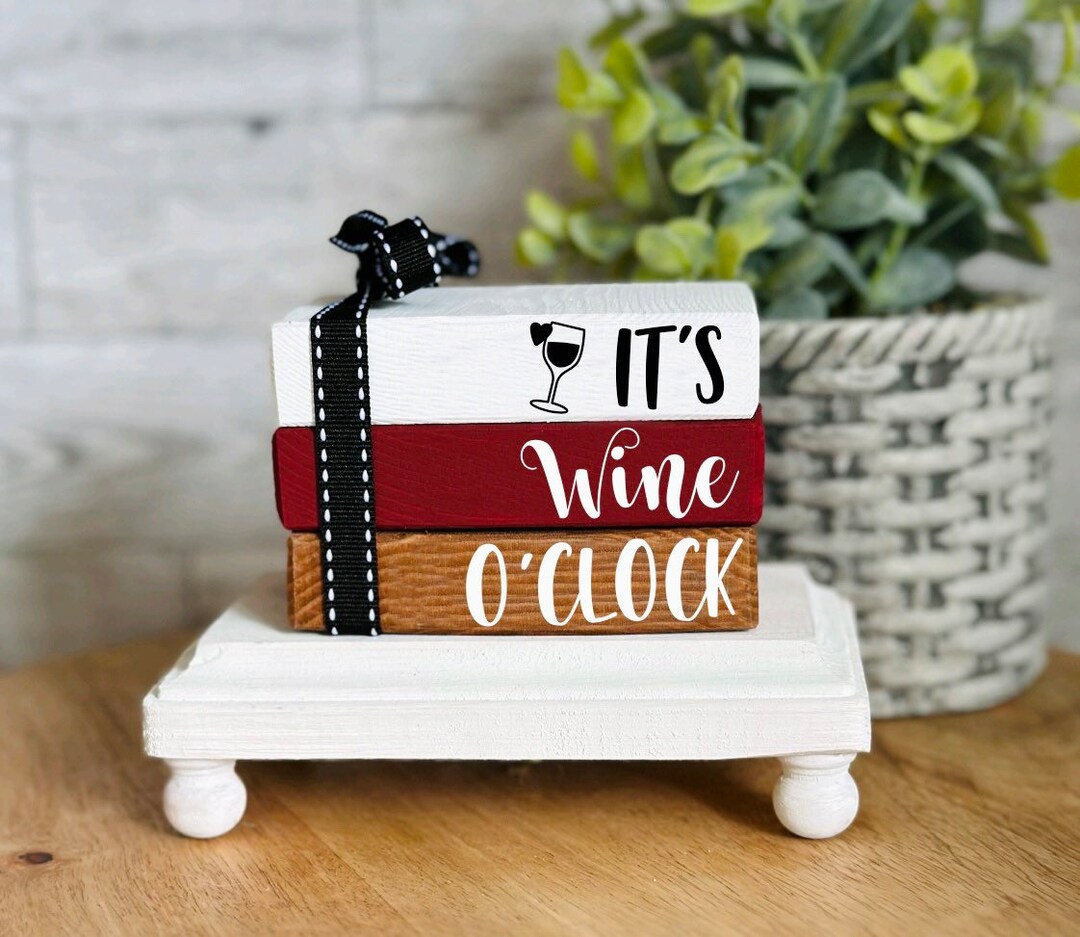 Wine Book Stack Wine Decor Wine Tiered Tray Wine Bar Decor Funny Wine ...