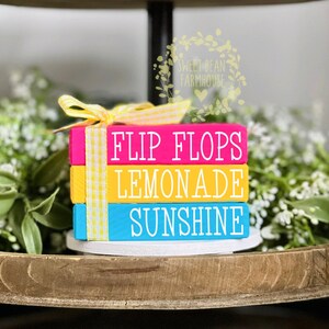 Summer Bookstacks Summer Mini Wood Book Stack Mini Summer Wooden Books ...