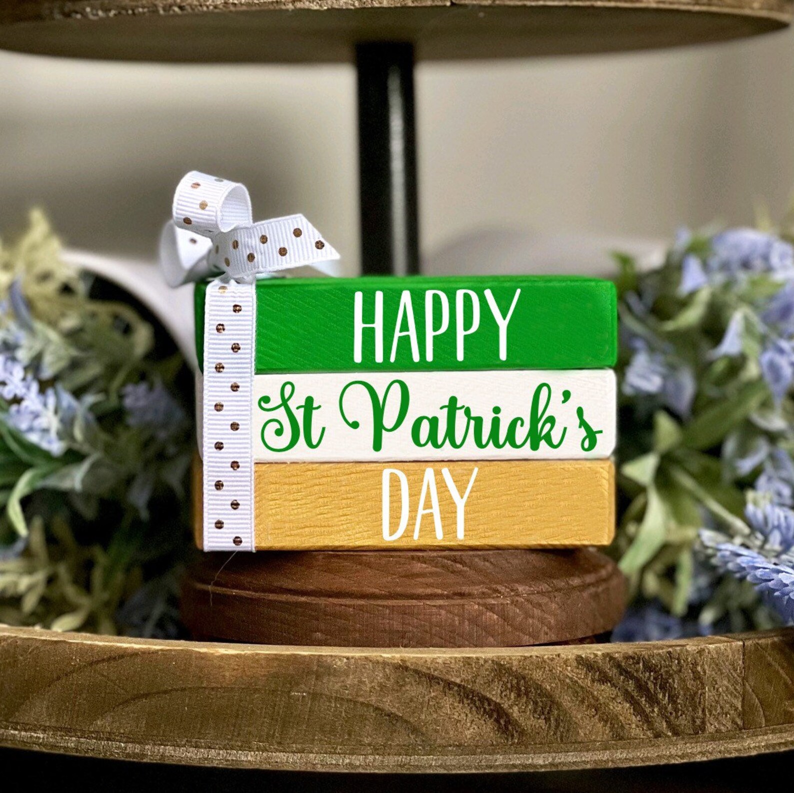 St Patricks Day Decor Tiered Tray Decor Mini Book Stack Saint - Etsy