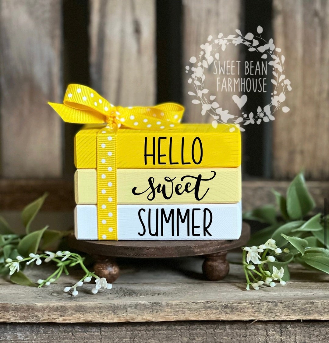 Hello Summer Tiered Tray Decor Summer Mini Book Stack Summer Tier Tray ...