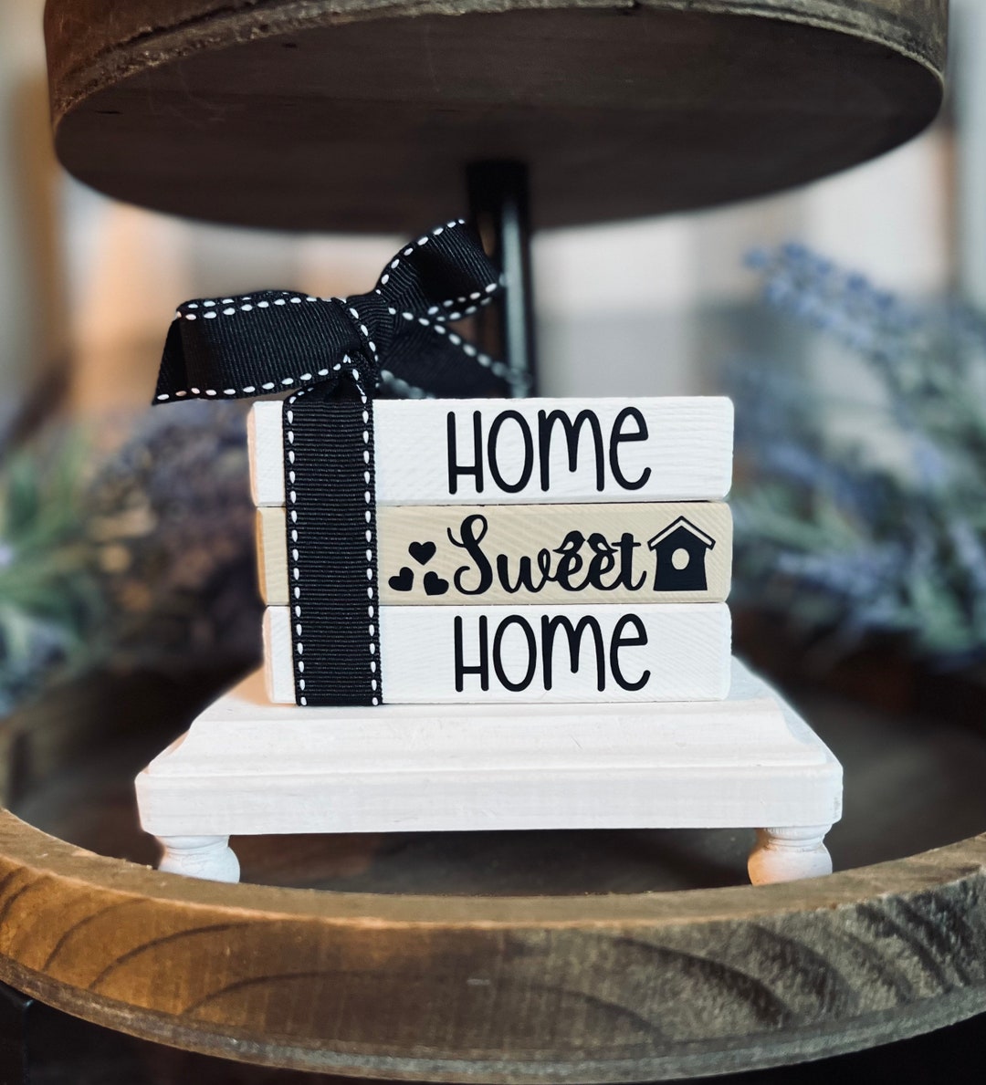 Farmhouse Book Stack Home Sweet Home Book Bundle Birdhouse Tiered Tray ...