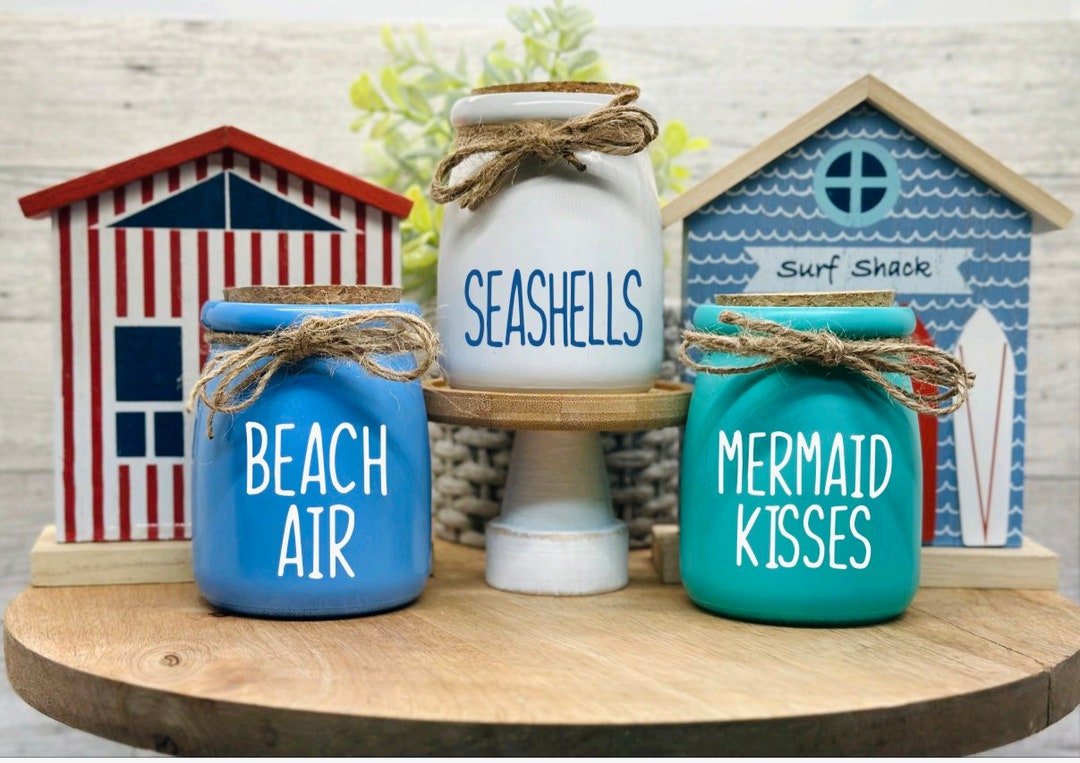 Beach Tiered Tray Decor Beach Decor Beach Decorative Jars - Etsy