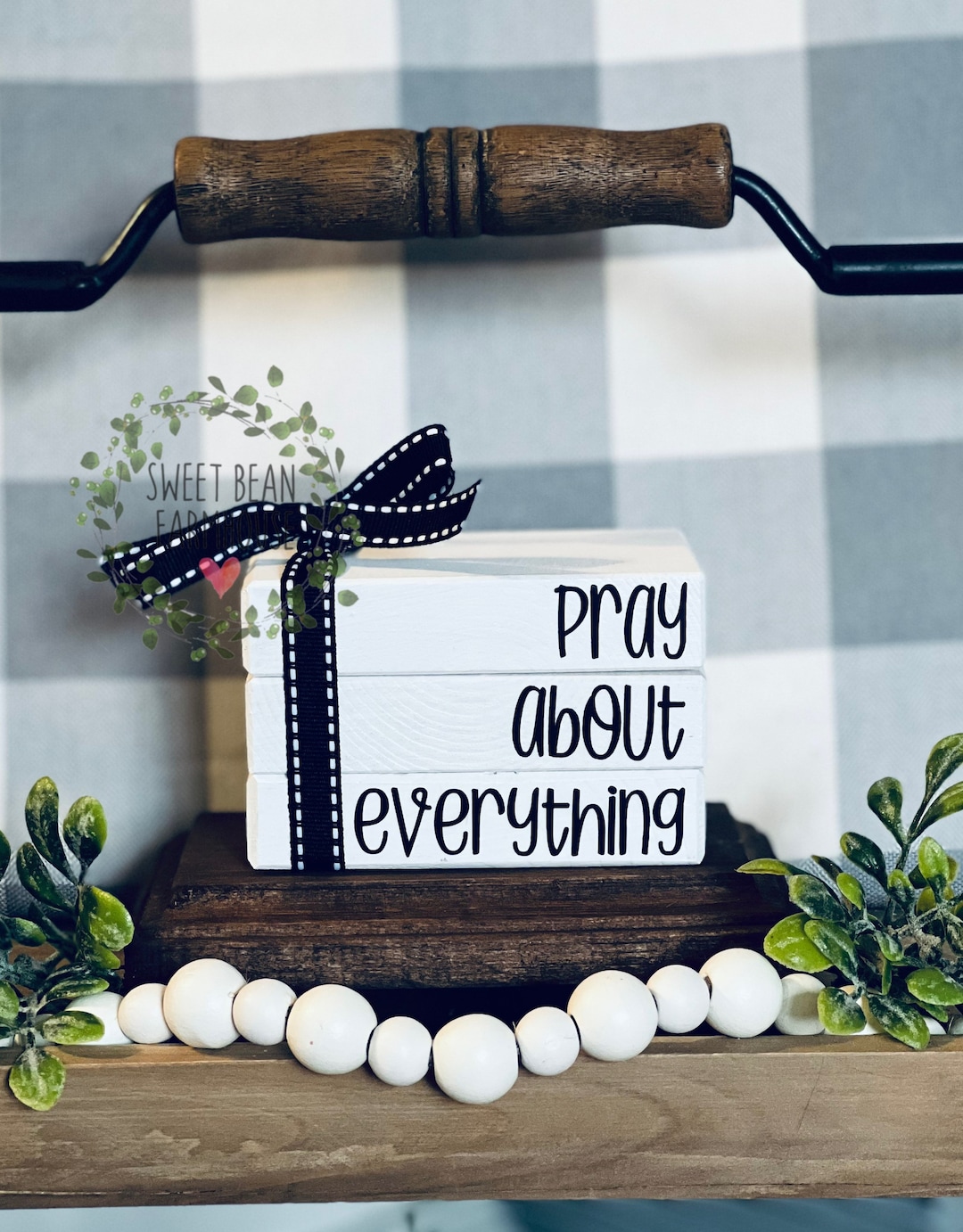 Rustic Farmhouse-style Books Set Bible Verse Blocks Sign Christian Gift ...