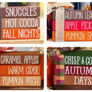 Fall Decor Wooden Fall Tiered Tray Decor Farmhouse Decorative Wood Book ...