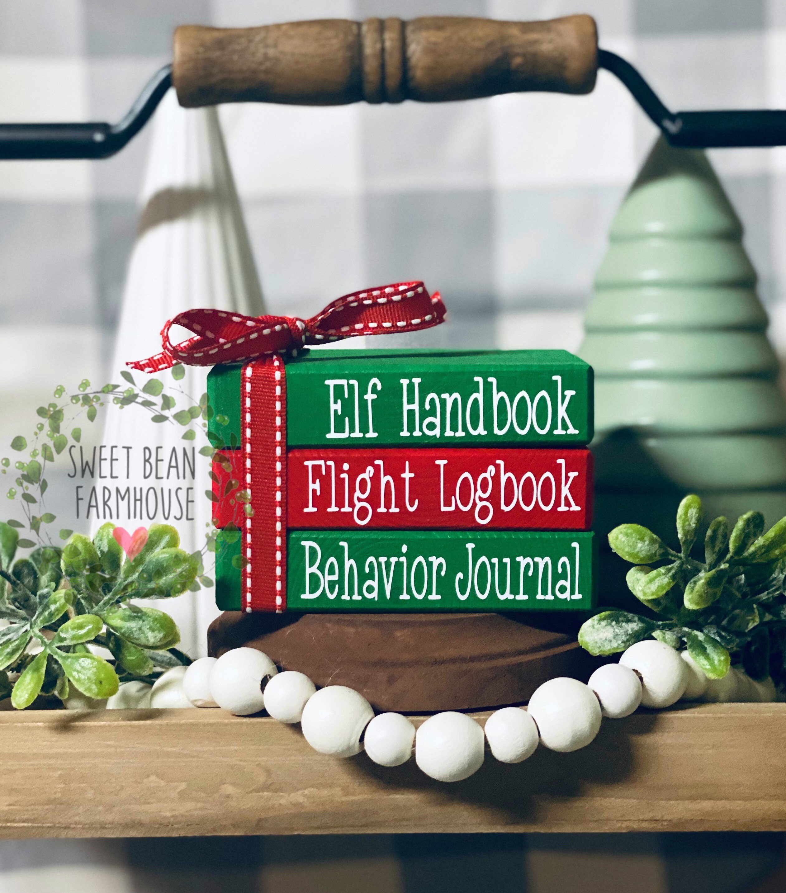 Elf Book Stack Christmas Tiered Tray Decor Christmas Book - Etsy