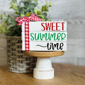 Summer Bookstacks Summer Mini Wood Book Stack Mini Summer Wooden Books ...