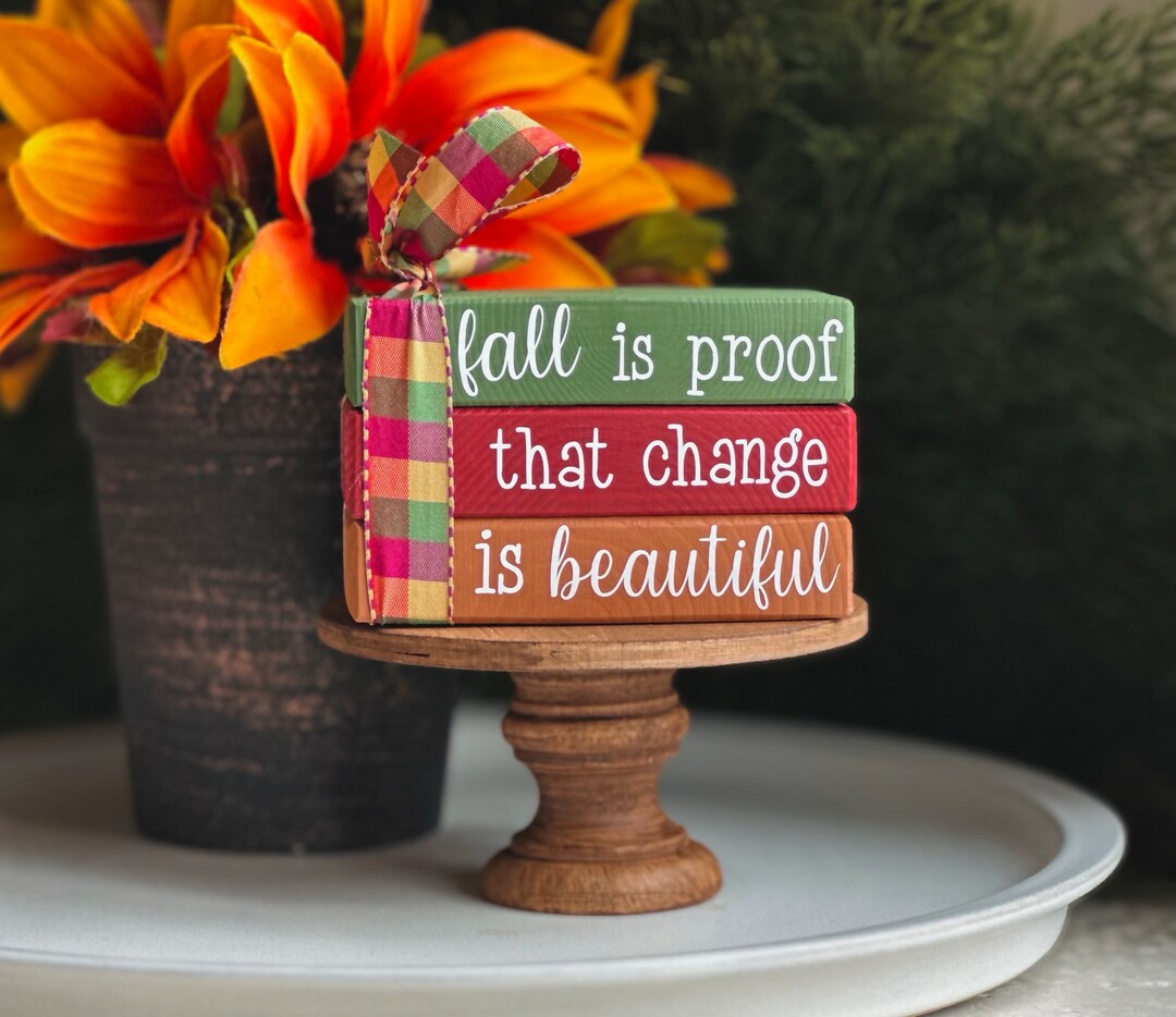 Fall Mini Book Stack Fall Book Stack Fall Decor Fall Tiered - Etsy