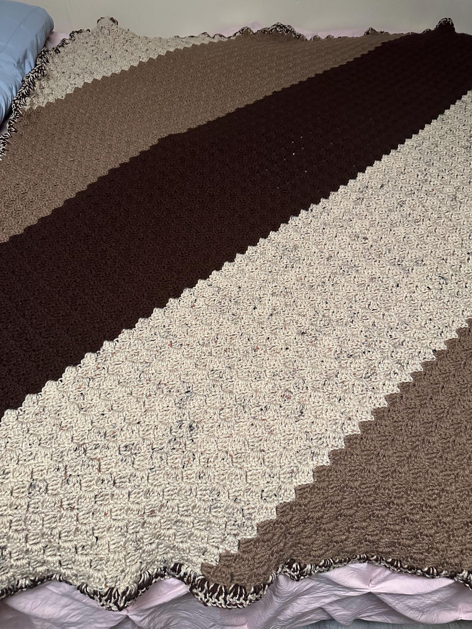 Buff Fleck/cafe Latte/chocolate Brown Queen Size Afghan - Etsy