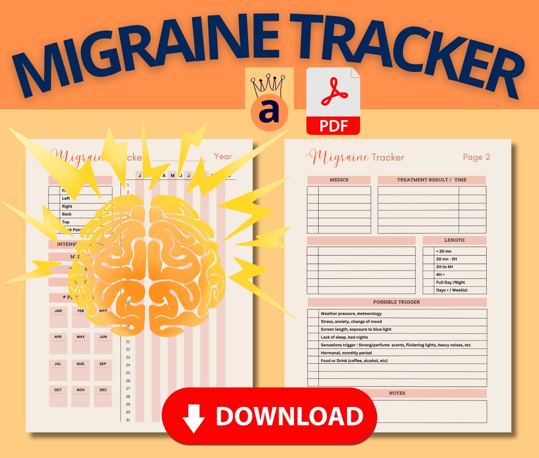 Fiche Suivi De Migraine Et Maux De Tête Fichier PDF Format - Etsy