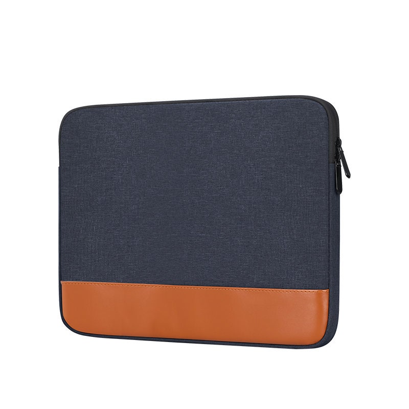 Navy Blue Vegan Leather Waterproof Laptop Sleeve, Case, Bag, MacBook ...