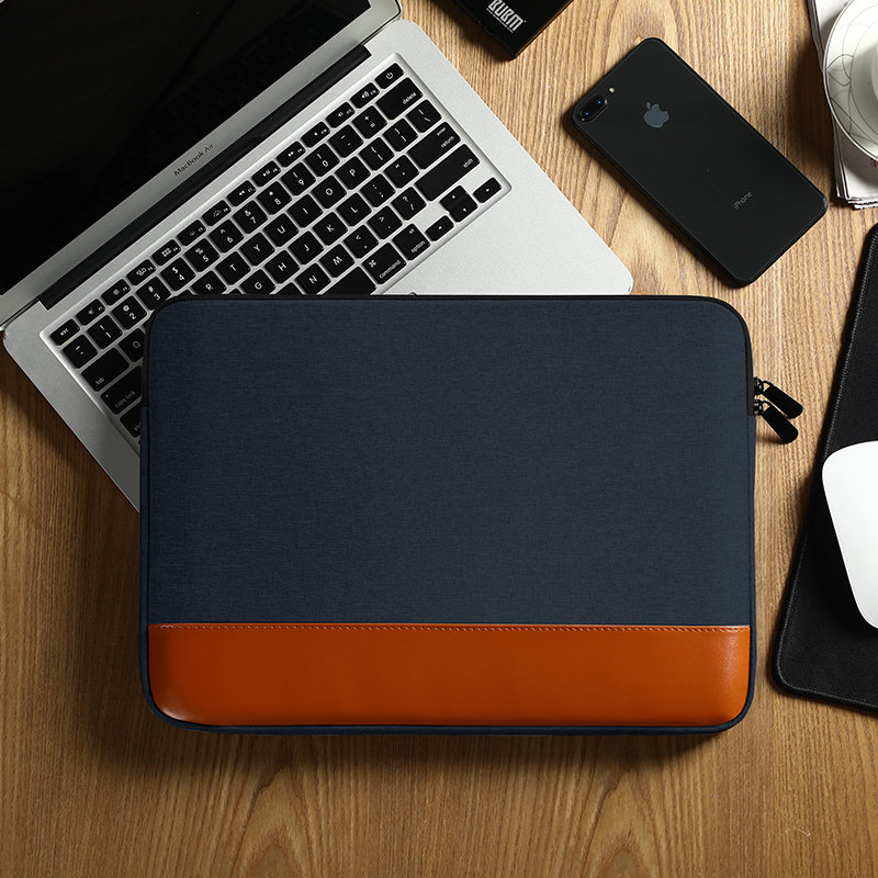 Navy Blue Vegan Leather Waterproof Laptop Sleeve, Case, Bag, MacBook ...