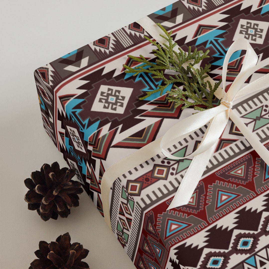 Indigenous Designer Gift Wrap Deep Roots Native American Pattern ...