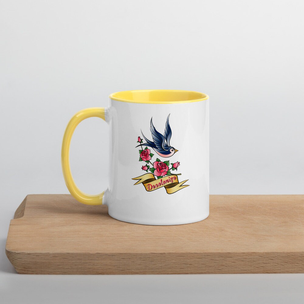 Decolonize Sailor Jerry Traditional Swallows Tattoo Mug with | Etsy