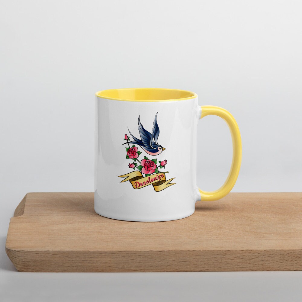 Decolonize Sailor Jerry Traditional Swallows Tattoo Mug with | Etsy