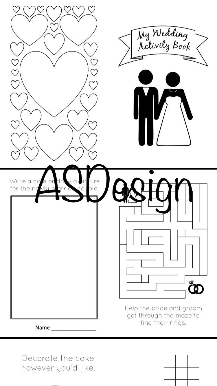 Kids Wedding Themed Activity Book File - Print at Home - Etsy