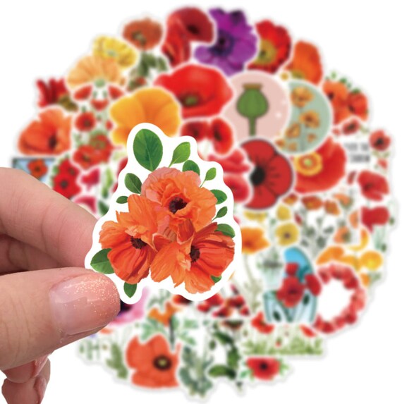 10 Poppy Flower Stickers Mirror/window/fridge Poppy Stickers - Etsy