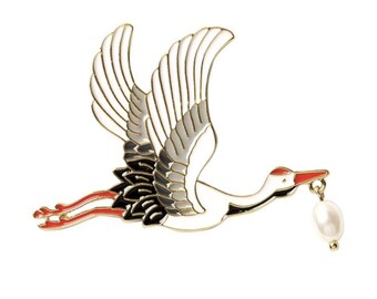 Stork Brooch Pin | Etsy