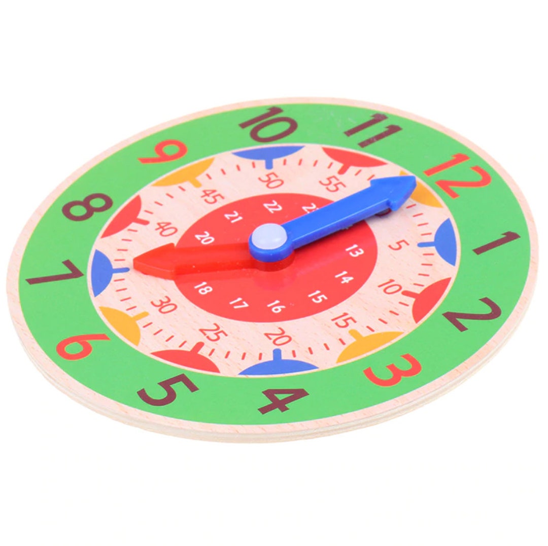Children Wooden Clock 14cm, Wooden Learning Time Clock, Gift for ...