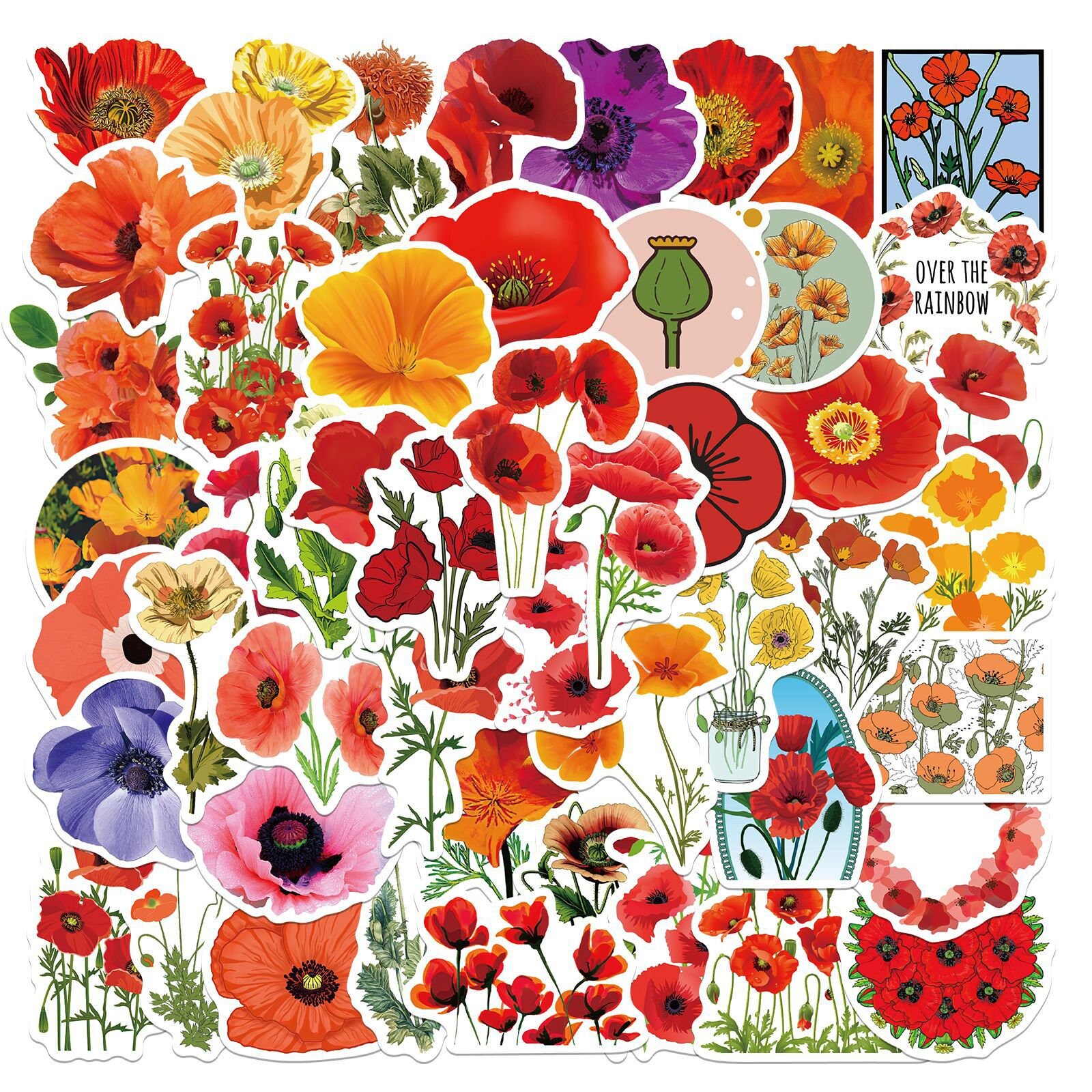 10 Poppy Flower Stickers Mirror/window/fridge Poppy Stickers - Etsy UK