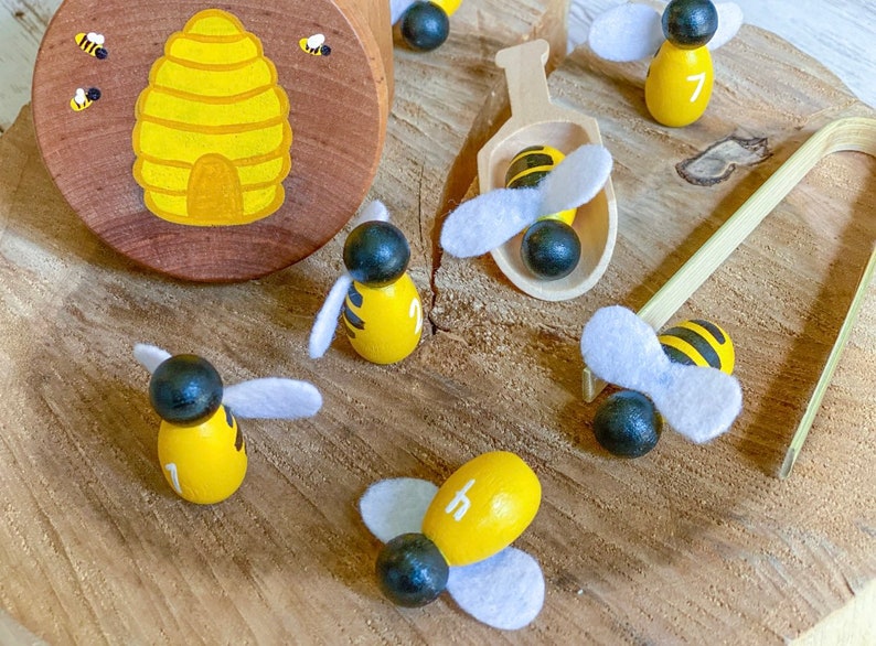 Wooden Counting Number Bumble Bees With Hive / Montessori | Etsy