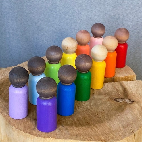 Multicultural Multiracial Rainbow Peg Person Dolls Set of 12 - Etsy