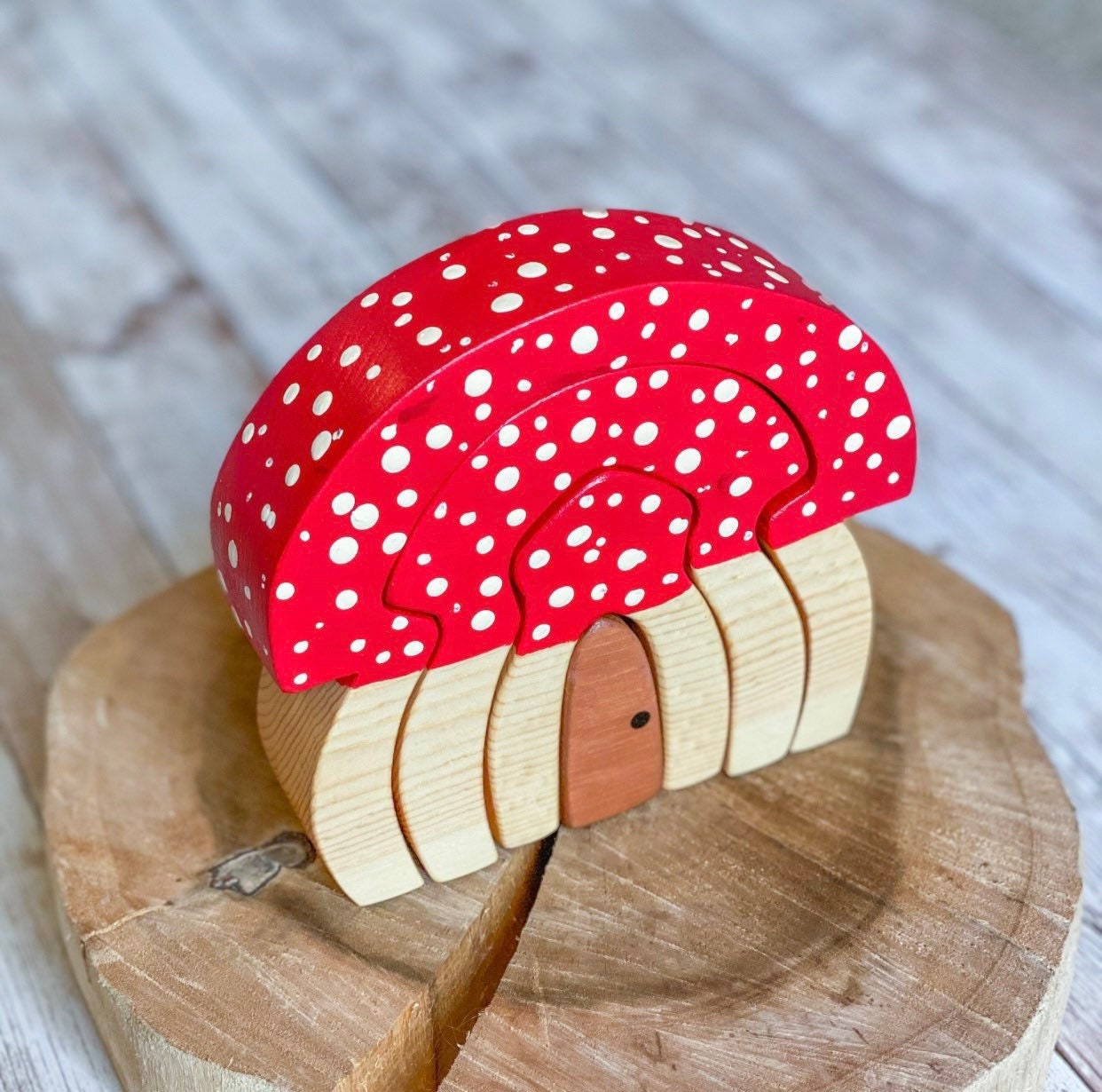 Mushroom Toadstool Fairy House Wooden Stacker / Montessori - Etsy