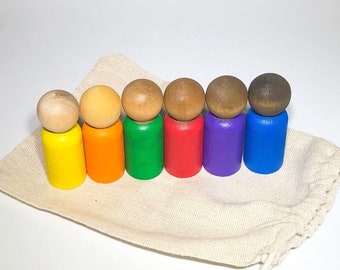 Rainbow Peg People | Etsy
