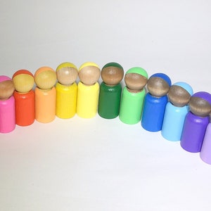 Multicultural Multiracial Rainbow Peg Person Dolls Set of 12 Montessori ...