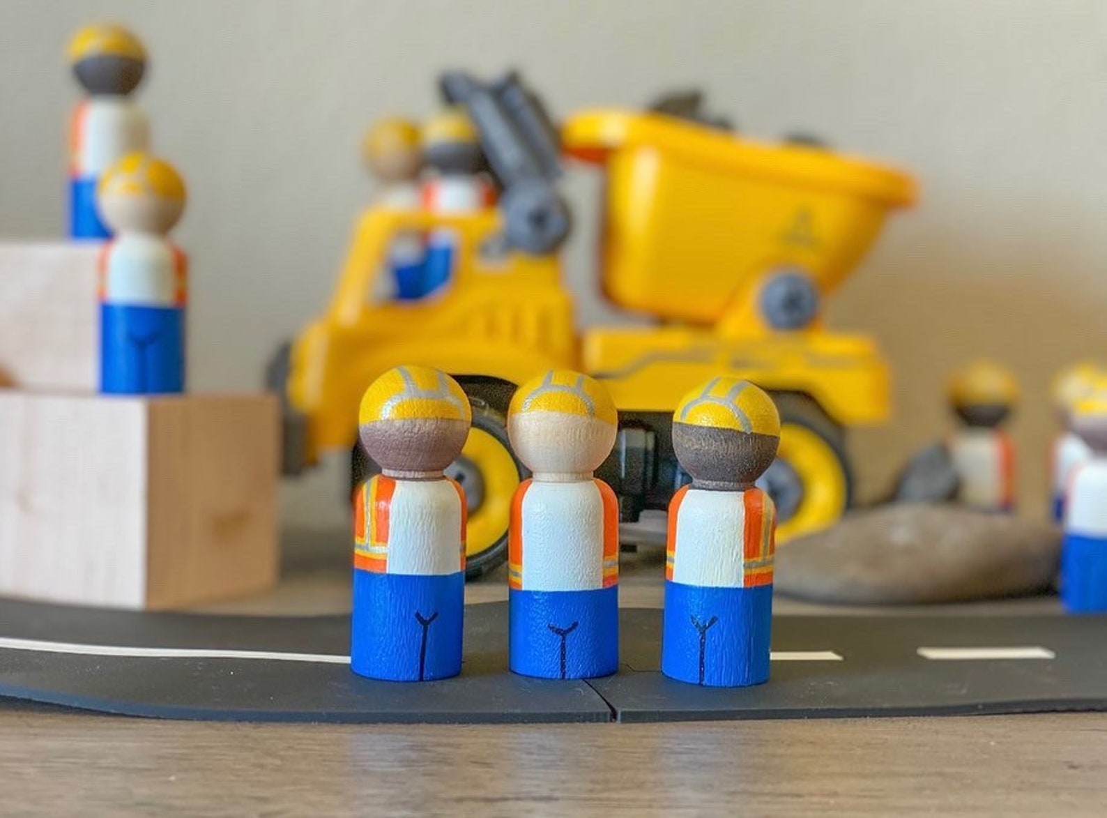 Multicultural Construction Worker Peg Doll Person Set of 3 / - Etsy