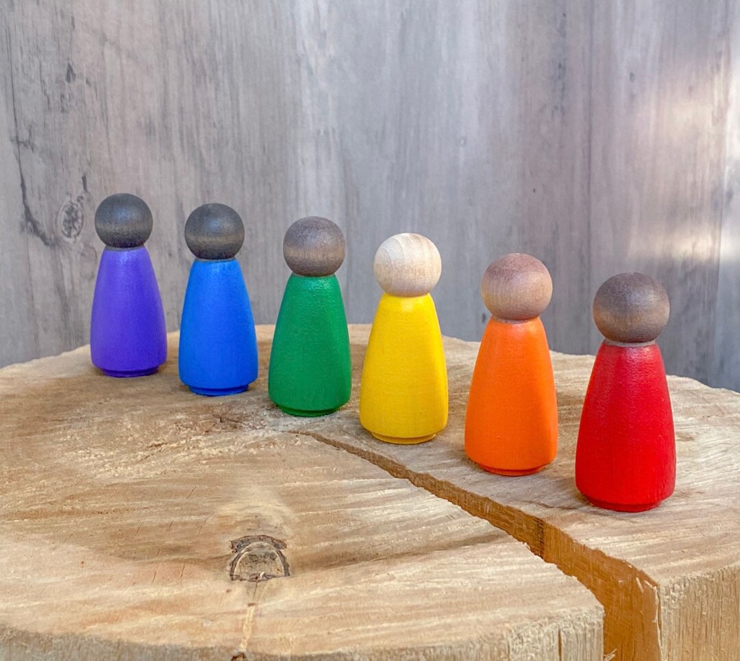 Multicultural Rainbow Peg Women Girl Dolls Montessori Waldorf Toy Gift ...