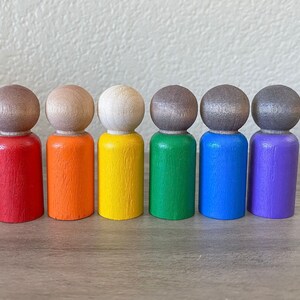 Multicultural Multiracial Rainbow Peg Doll People Set of 6 Montessori ...