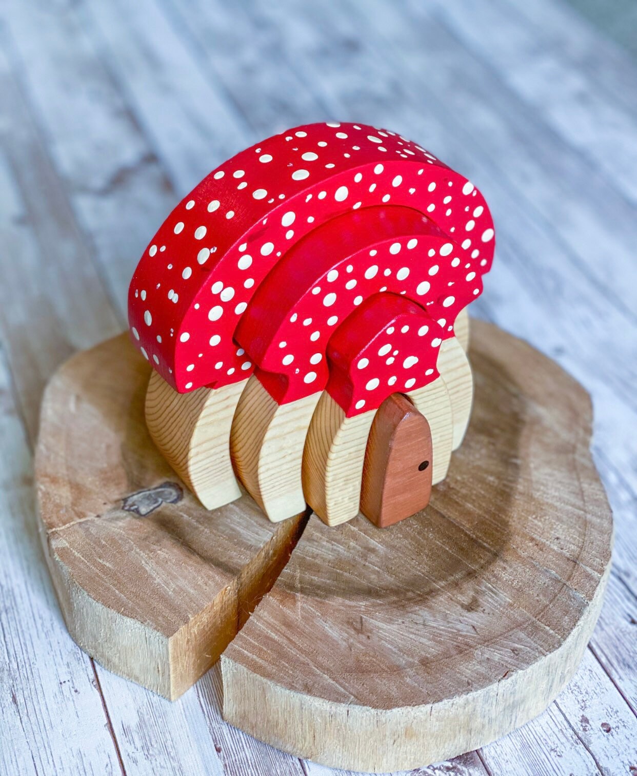 Mushroom Toadstool Fairy House Wooden Stacker / Montessori - Etsy