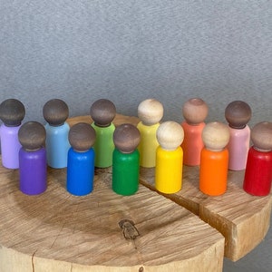 Multicultural Multiracial Rainbow Peg Person Dolls Set of 12 Montessori ...
