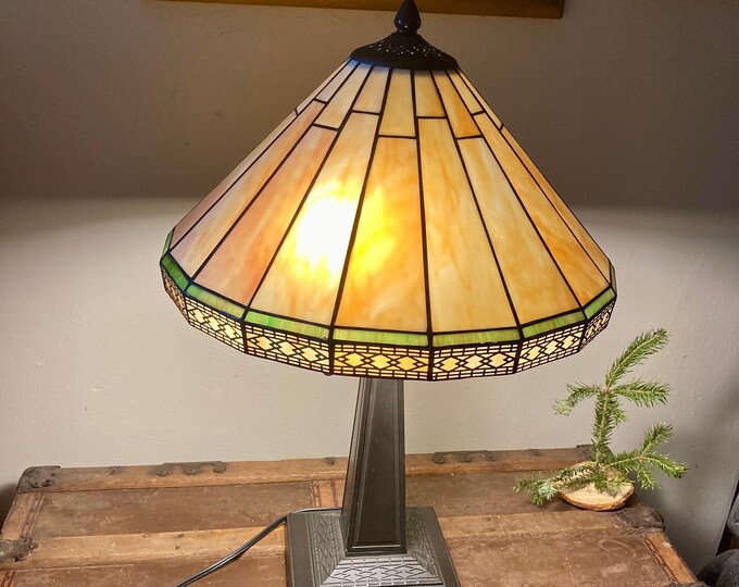 Traditional Mission Tiffany Style Table Lamp, Vintage Mission Lamp - Etsy
